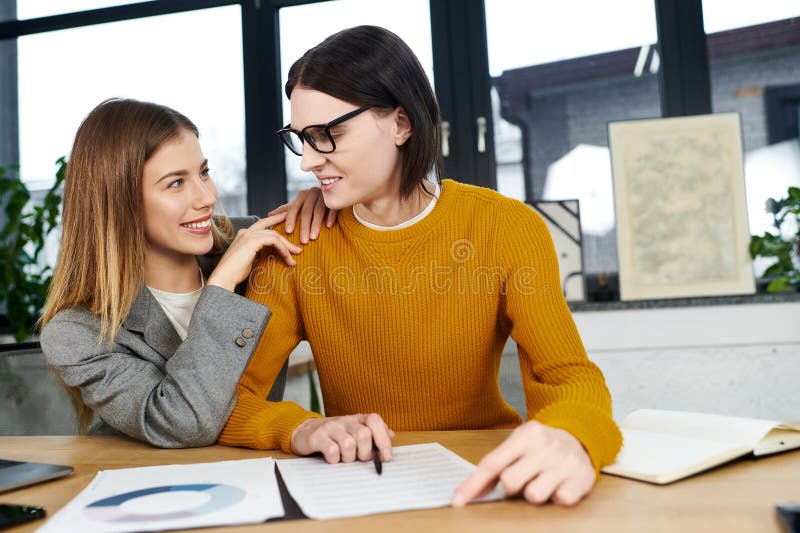 Engaging Collaboration between Two Young Professionals Stock Image ...