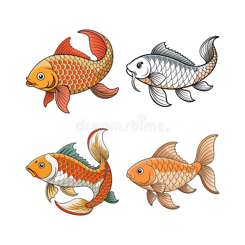 Common Carp Coloring Animal Illustration Stock Vector - Illustration of ...
