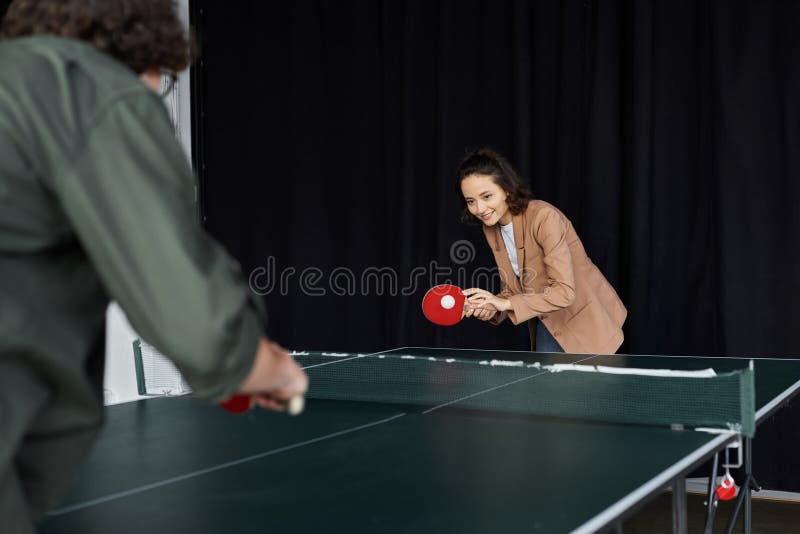 Engaging in a Competitive Ping Pong Stock Photo - Image of ...