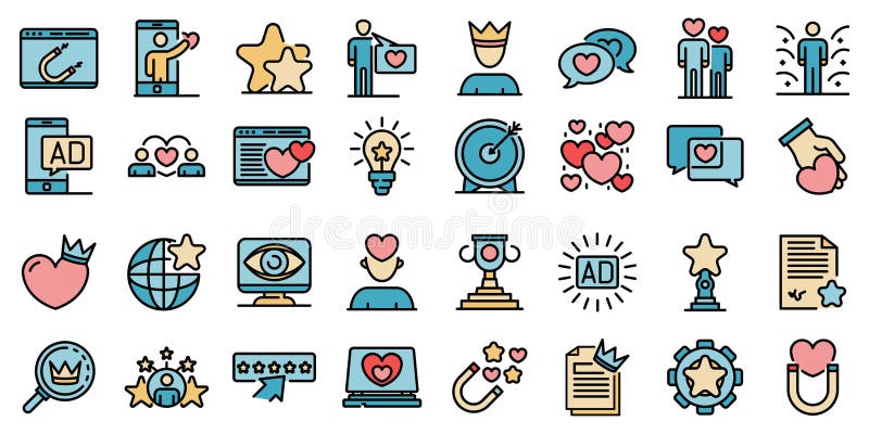 Engaging Content Icons Vector Flat Stock Vector - Illustration of ...