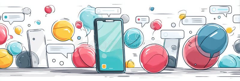 Engaging Conversation Bubbles Surround Smartphone Interface Displaying ...