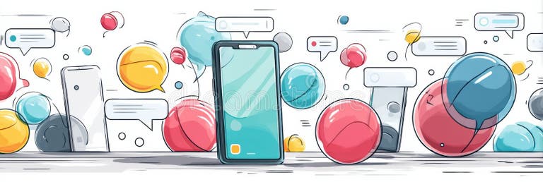 Engaging Conversation Bubbles Surround Smartphone Interface Displaying ...