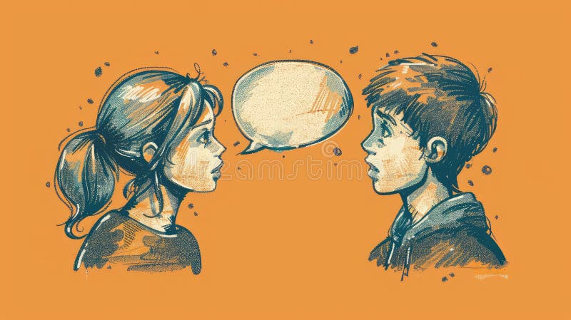 Engaging Conversation: Minimalist Doodle of Two People Stock Photo ...