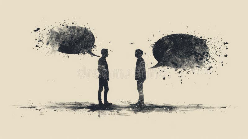 Engaging Conversation: Minimalist Doodle of Two People Stock Photo ...