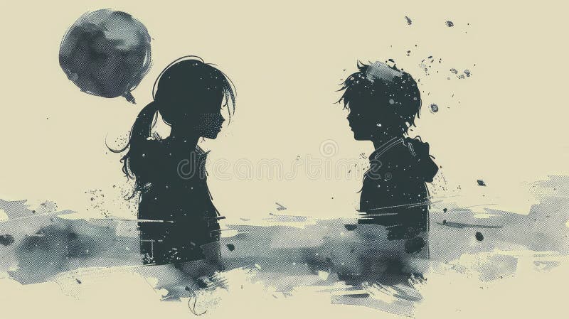 Engaging Conversation: Minimalist Doodle of Two People Stock Photo ...