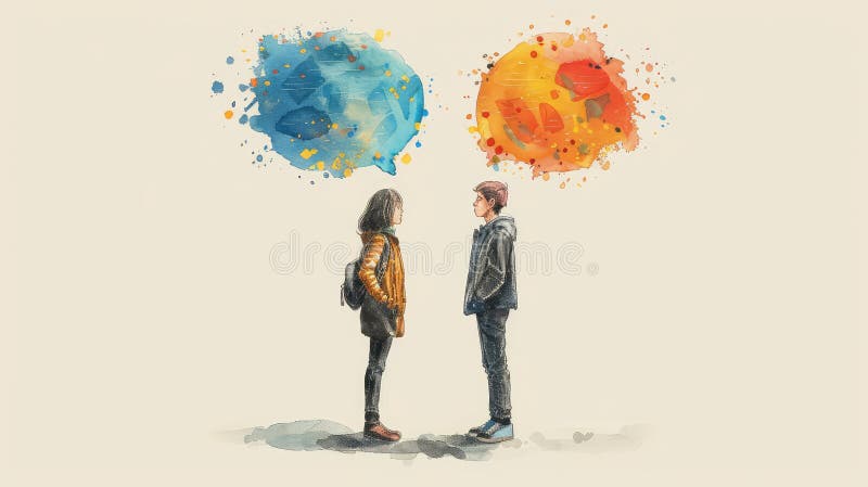 Engaging Conversation: Minimalist Doodle of Two People Stock Image ...