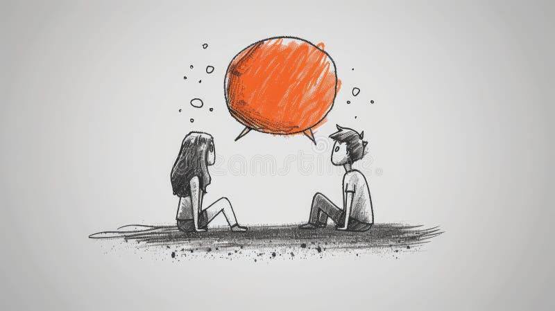 Engaging Conversation: Minimalist Doodle of Two People Stock Image ...