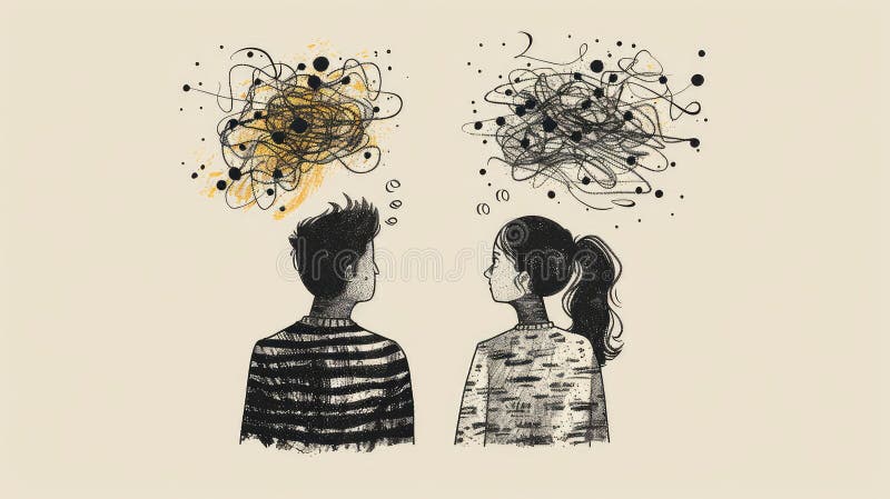 Engaging Conversation: Minimalist Doodle of Two People Stock Photo ...