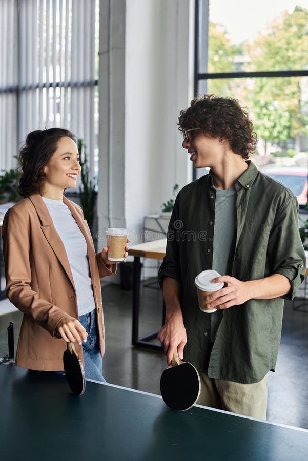 Engaging Conversation and Ping Pong Practice Stock Photo - Image of ...