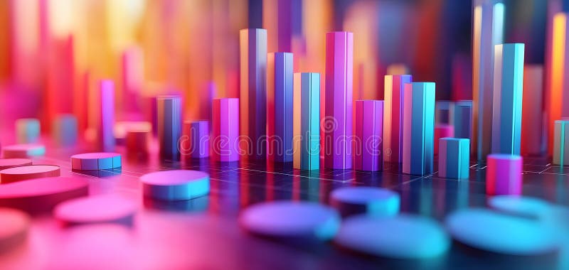 Engaging 3D Financial Dashboard Showcasing Colorful Data Insights Stock ...