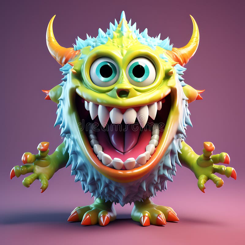Engaging 3D Monster: Expressive Solitude Against Seamless Solid Color ...