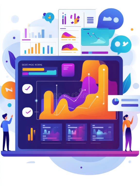 Engaging Data Analysis Concept Showcasing Vibrant Graphs and Charts ...