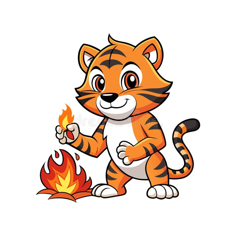 Fire Dancing with Ailing Tiger Cub Stock Vector - Illustration of ...