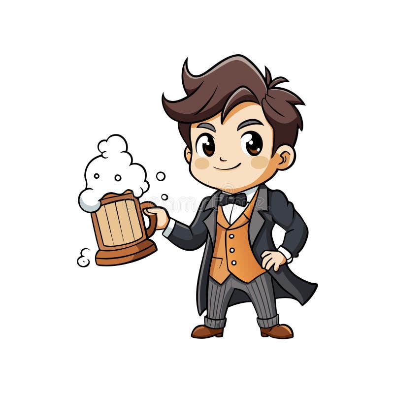 Joyful Boy Engaged in Beer Brewing Stock Image - Illustration of ...