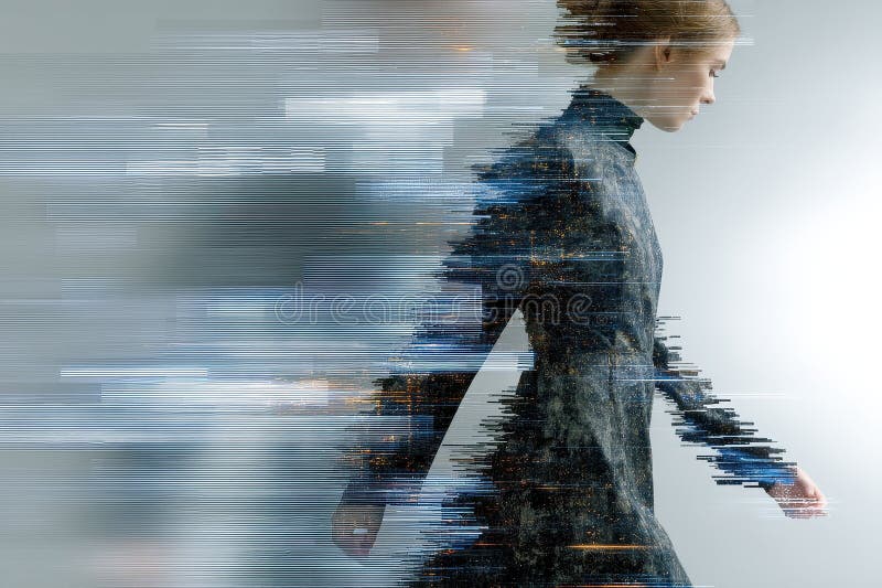 Digital Art of a Full Body Influencer with Layered Transparency Effect ...