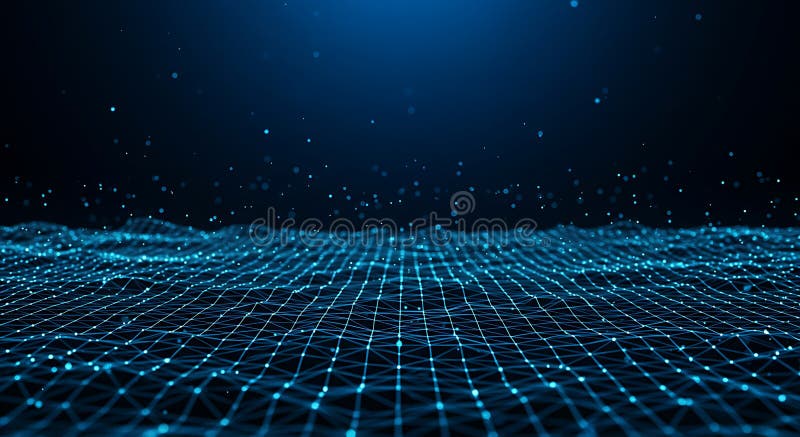 Futuristic Digital Grid Pattern with Blue Lights and Depth Effect Stock ...