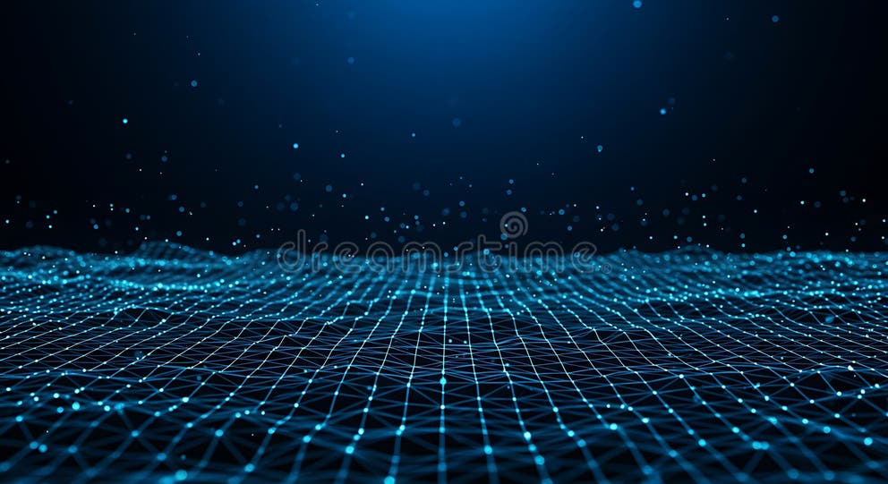Futuristic Digital Grid Pattern with Blue Lights and Depth Effect Stock ...