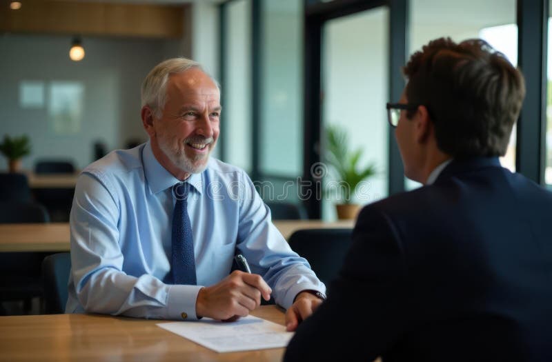 Engaging Discussion at the Bank with Professionals in a Modern Office ...
