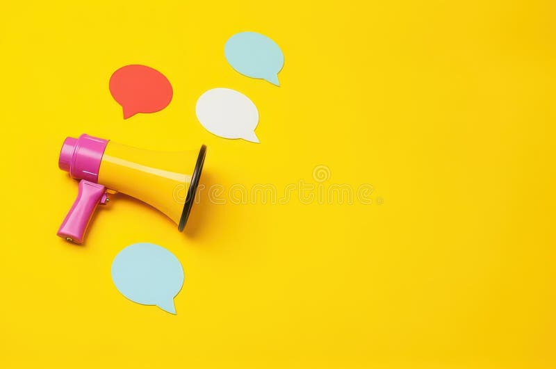 Engaging Discussion Megaphone Bright Yellow Background Graphic Design ...