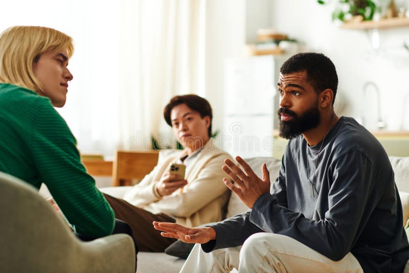 Engaging Discussions among Diverse Young Men Stock Image - Image of ...