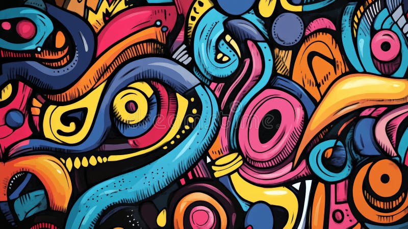 An Engaging Doodle Art Header Filled with Abstract Shapes and Textured ...