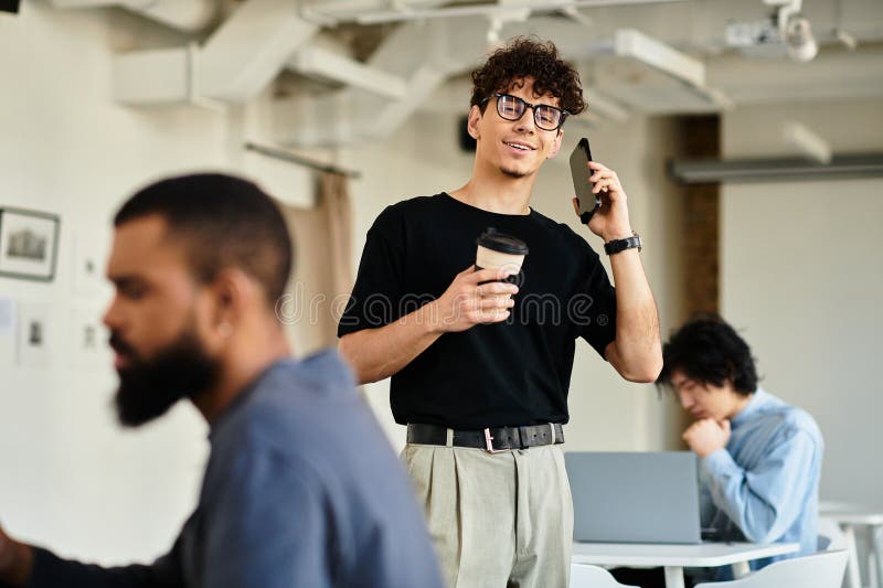 Engaging in a Dynamic Conversation while Stock Photo - Image of ...