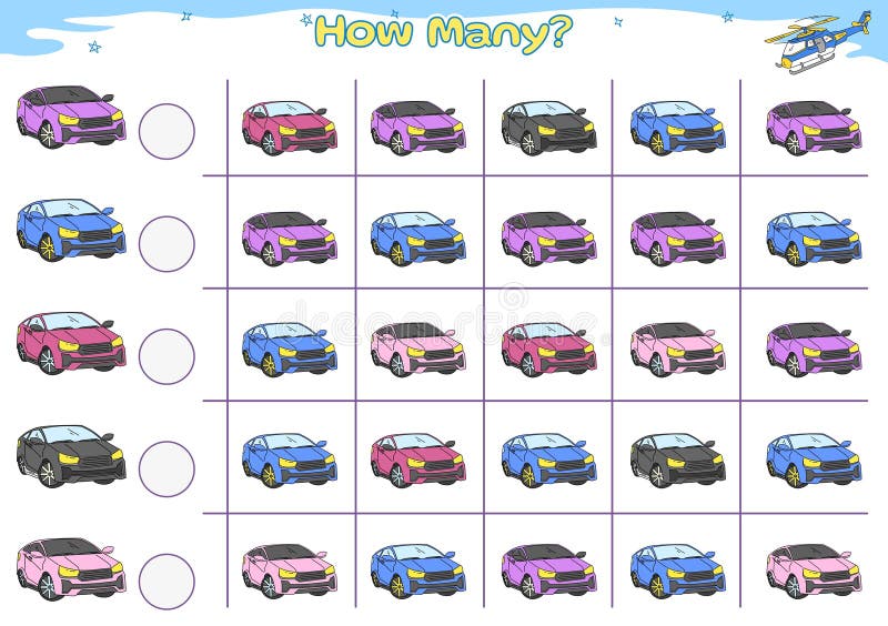 How Many Count How Many of Transportations Fun Kid Activities Car Stock ...