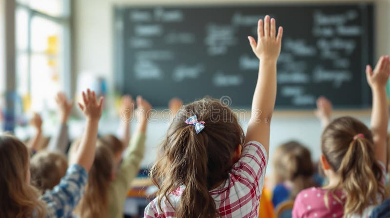 Engaging Elementary Students Asking Questions in Classroom Stock ...