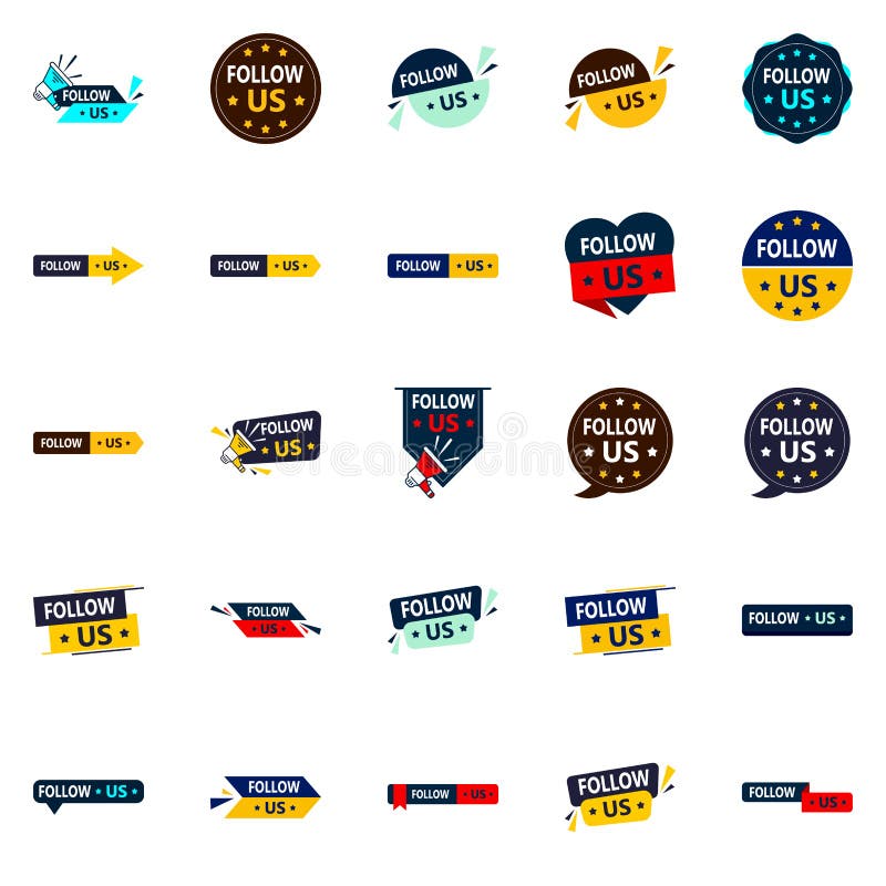 25 Engaging Follow Us Banners for Social Media Advertising Stock Vector ...