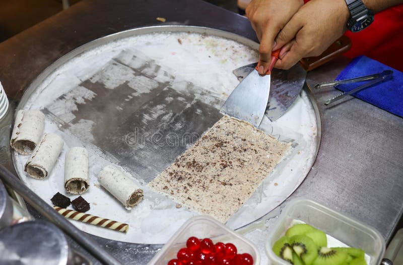 Engaging Icing Process at a Cold Dessert Stand Using Fresh and ...