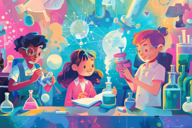 Joyful Learning and Discovery Stock Illustration - Illustration of ...