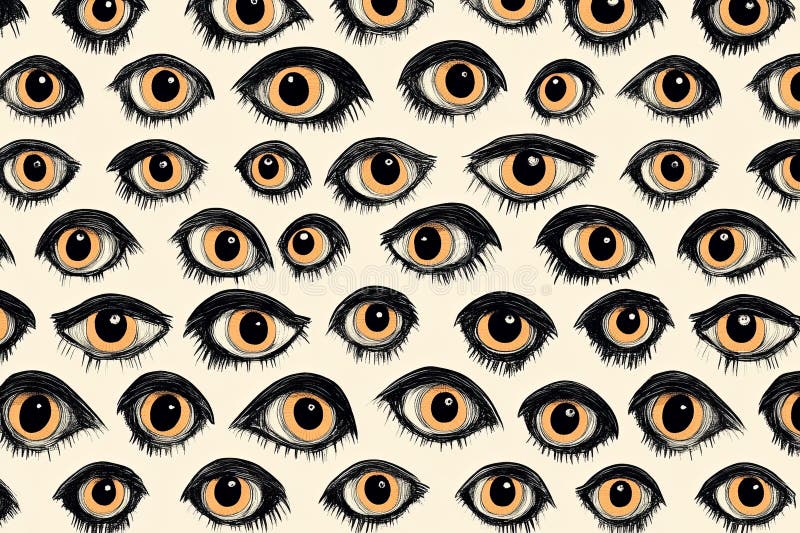 Unique Hand-Drawn Eye Patterns on Light Background for Art Projects ...