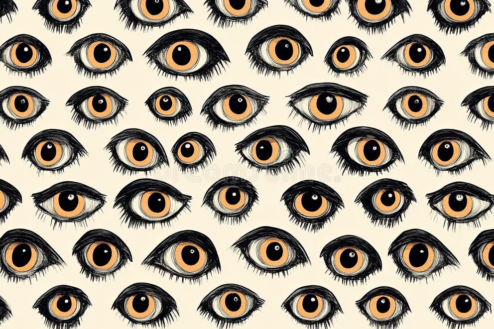 Unique Hand-Drawn Eye Patterns on Light Background for Art Projects ...