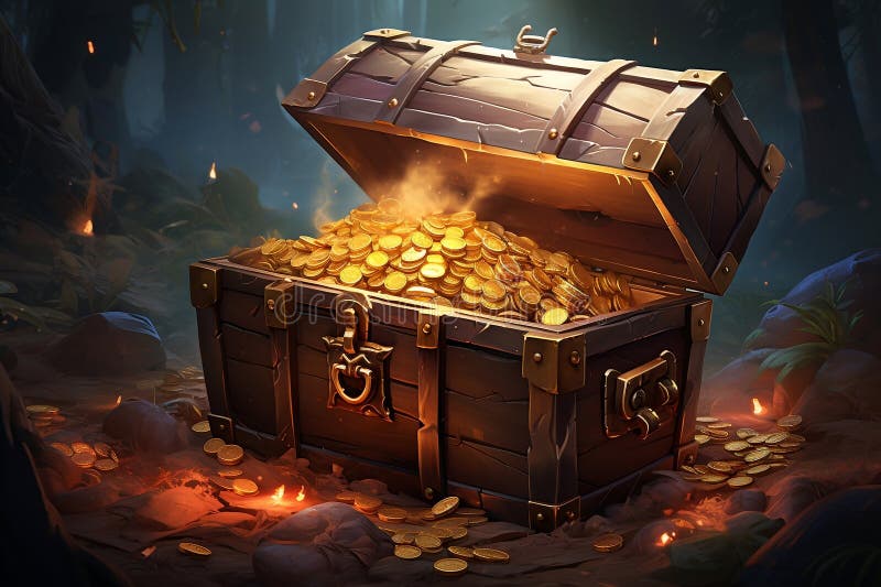 Engaging Illustration of an Open Treasure Chest Ideal for Game Design ...