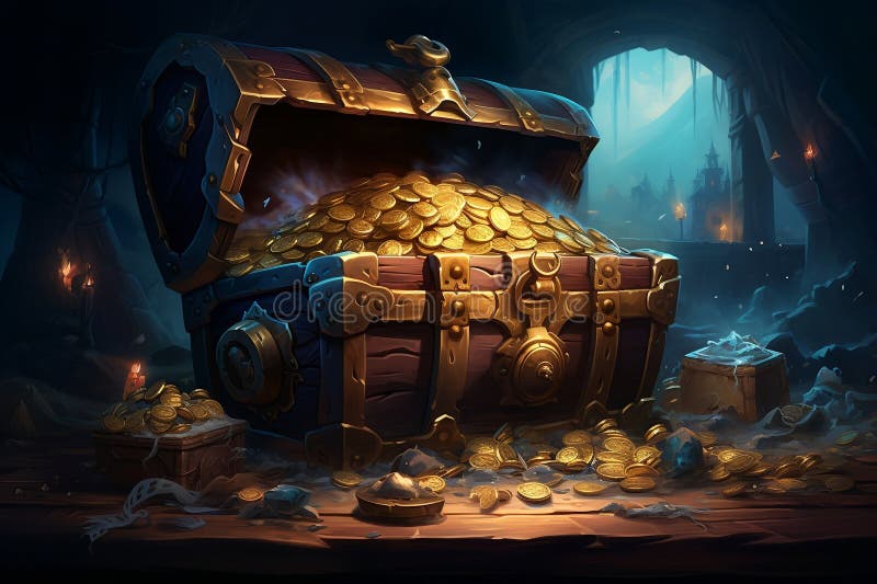 Engaging Illustration of an Open Treasure Chest Ideal for Game Design ...