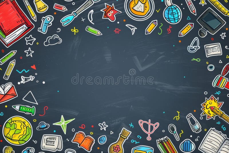 Creative Educational Doodle Frame with School and Science Icons on a ...