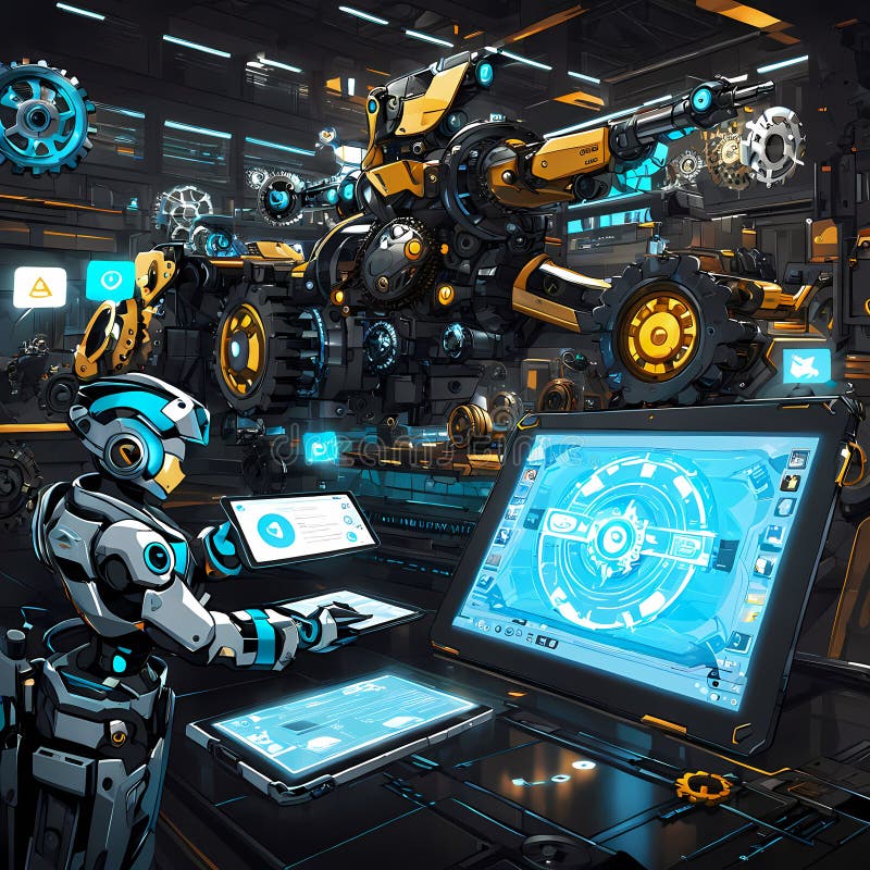 Robot with Laptop, an Engaging Image of a Robot, Ai Assistant Offering ...