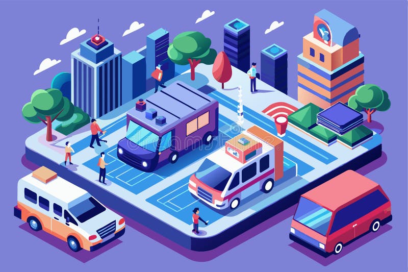 An Engaging Isometric Depiction of Urban Smart Mobility Featuring ...