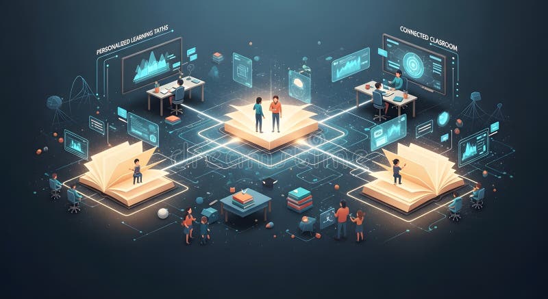 Engaging Learning Platform: Students Interact with Interactive Books and Digital Education Stock ...