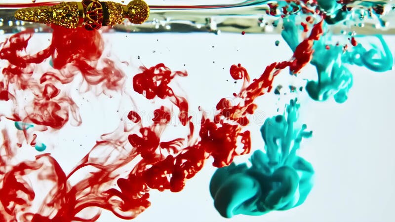Captivating Flowing Ink with Vibrant Red and Blue Liquid Paint Creating ...