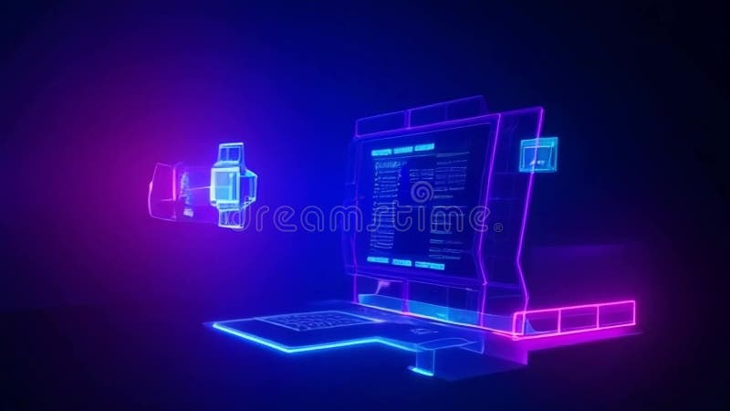 Engaging Low Poly Interface Set Against Neon Lights Footage Stock Video ...