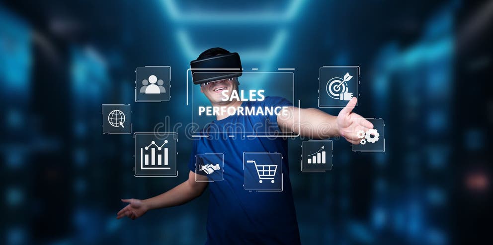 Engaging Man with Virtual Reality Headset in Digital Marketing and ...