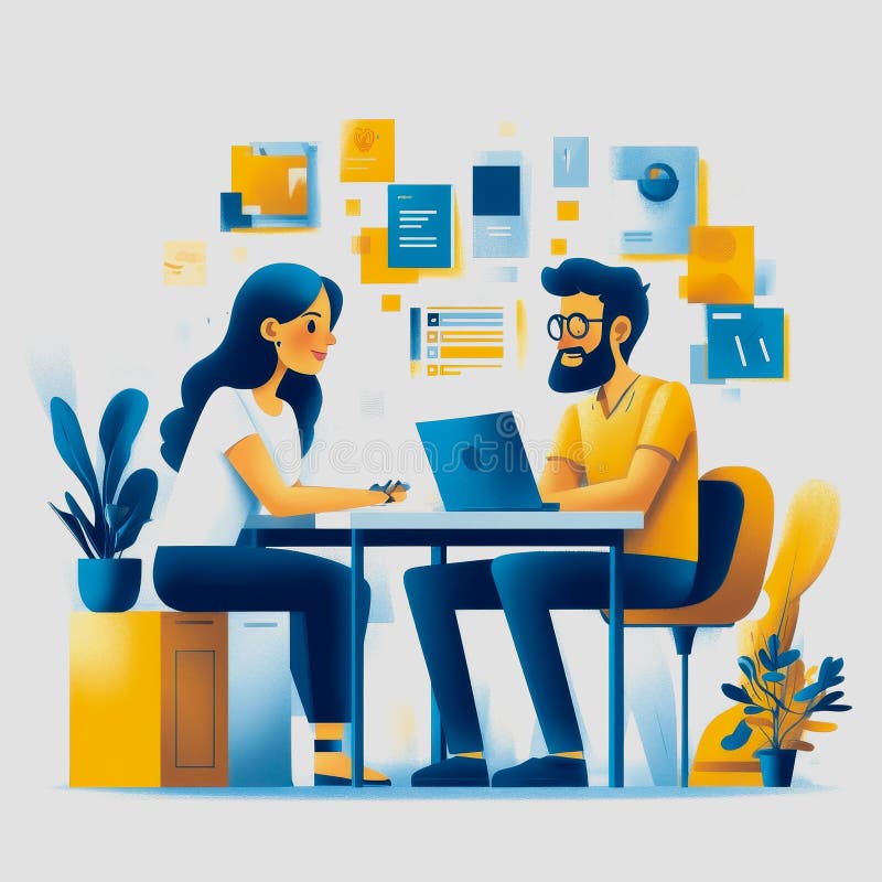 Engaging Meeting between Two Colleagues in a Bright Office Environment ...