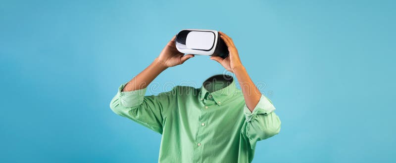 Engaging in Modern Virtual Reality with a Unique Headless Design Stock ...
