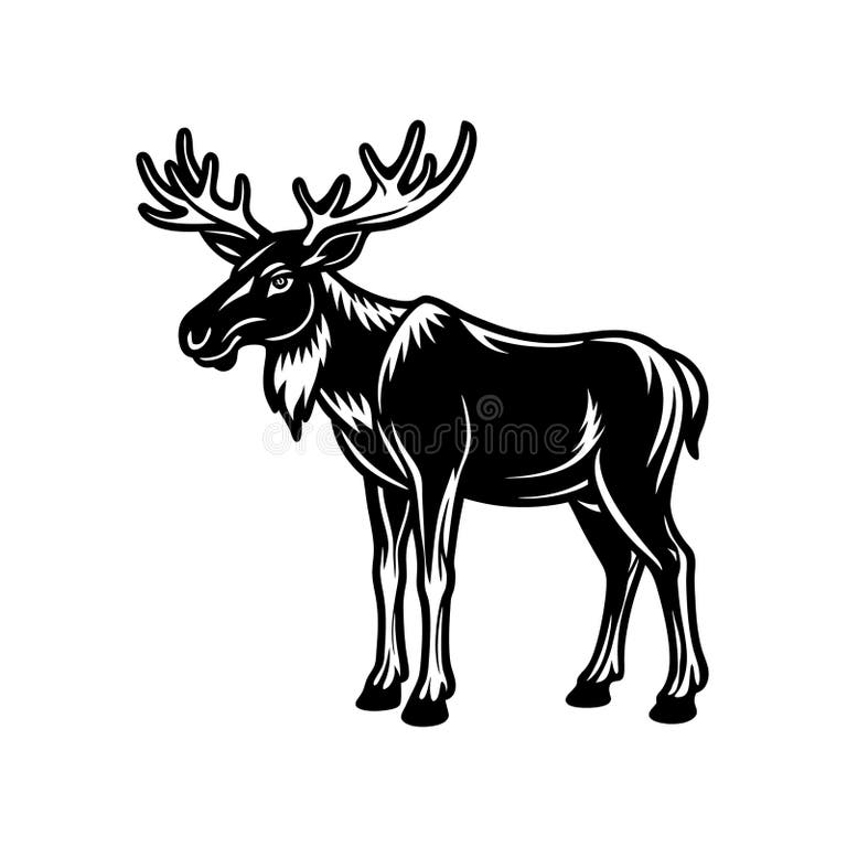 Engaging Moose Linocut Arts Activity Stock Photo - Illustration of ...