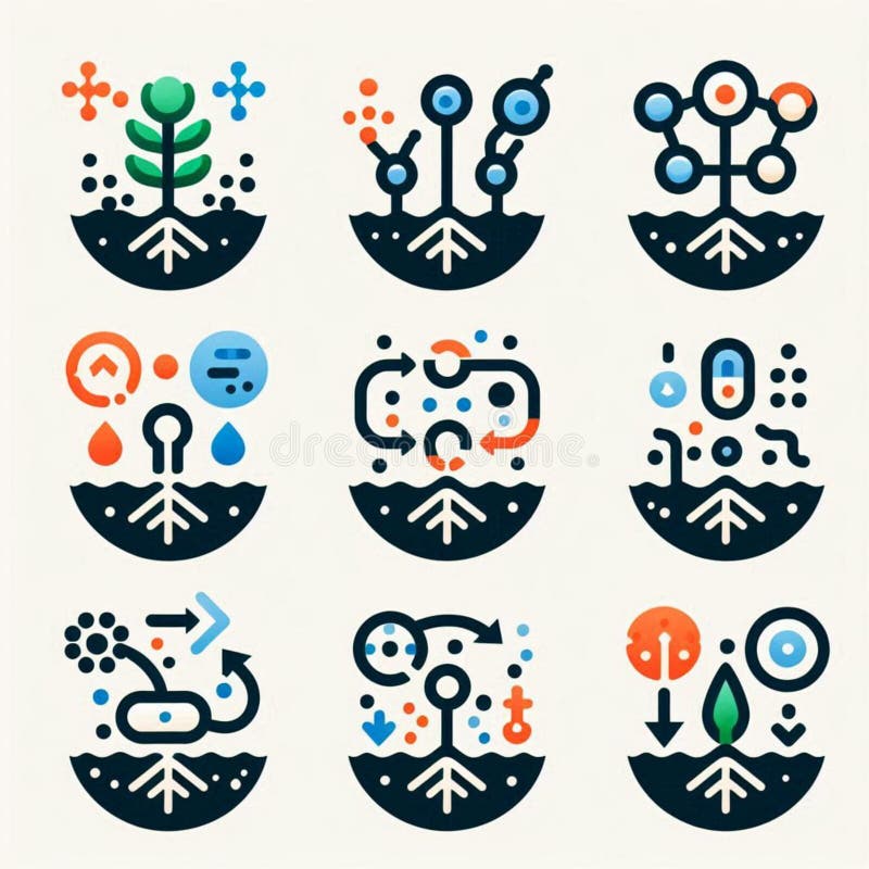 Engaging Nitrogen Cycle Icons for Educational Presentations Stock ...