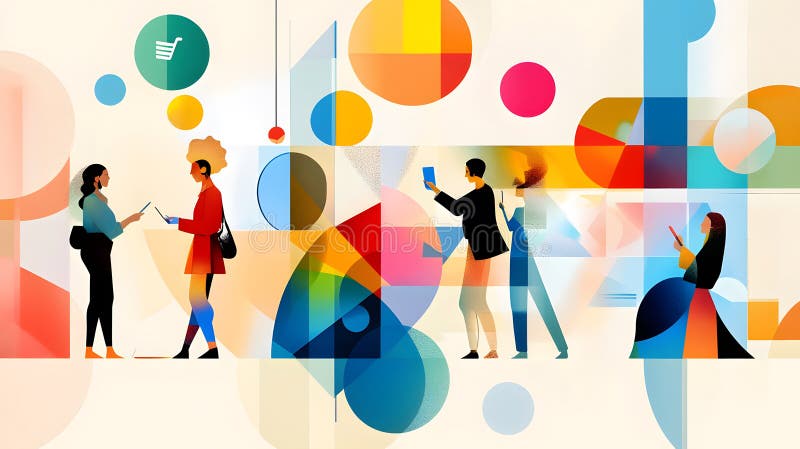 Engaging People Interacting with Social Media in Vibrant, Colorful ...