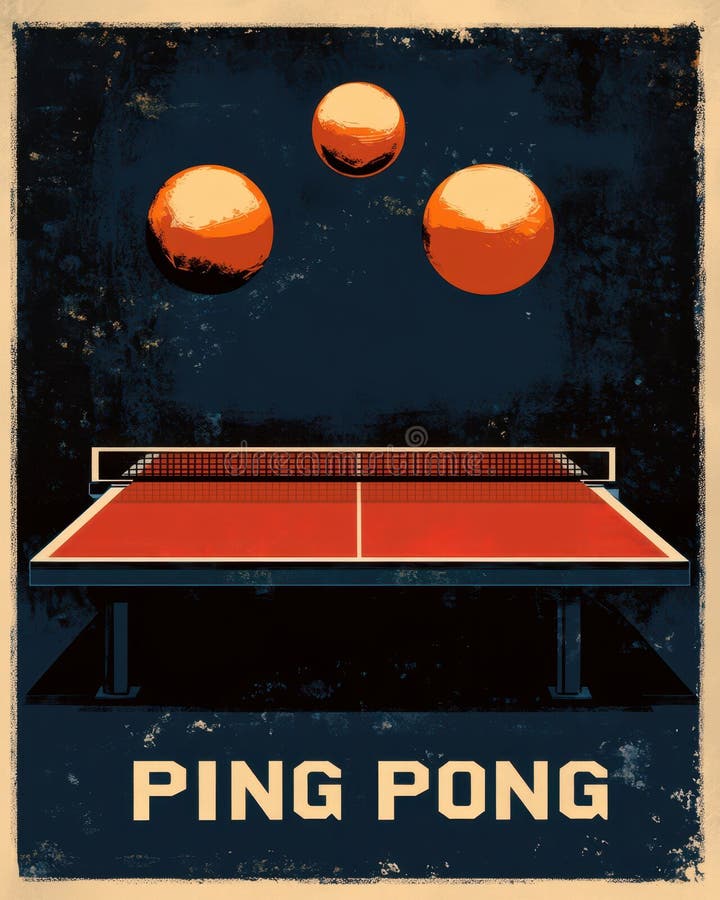Engaging Ping Pong Action Captured in a Flat Poster Design with Dynamic ...
