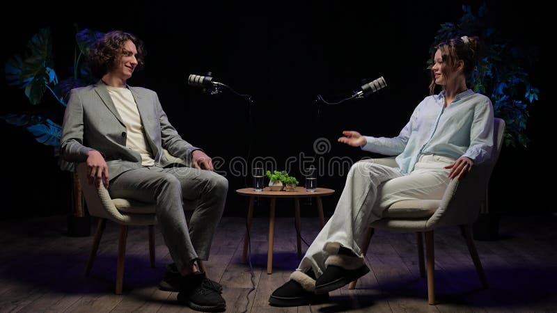 Engaging Podcast Discussion between Two Influencers in a Modern ...