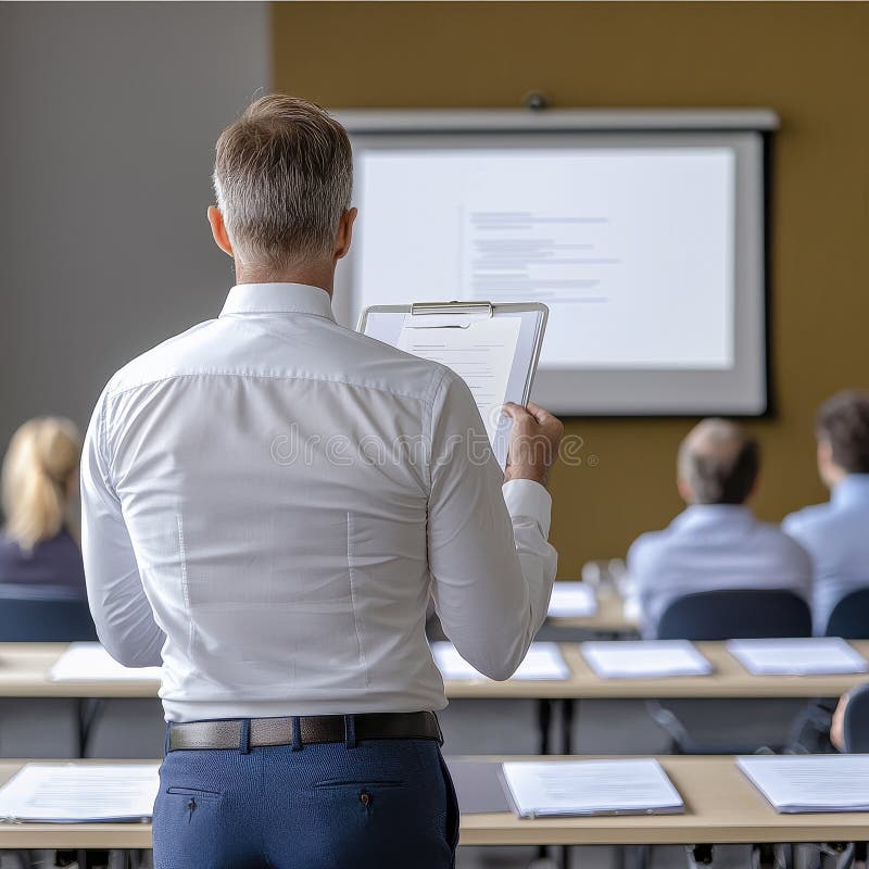 Engaging Presentation a Focused View of a Man Delivering a Lecture ...